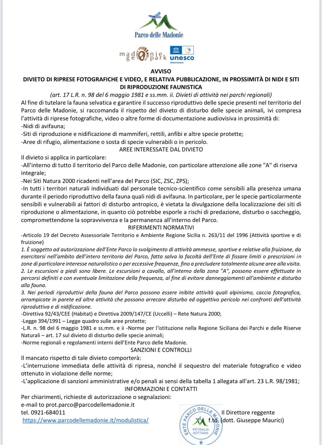 AVVISO - RIPRESE FOTOGRAFICHE E VIDEO E PUBBLICAZIONE AREA PARCO | Ente ...
